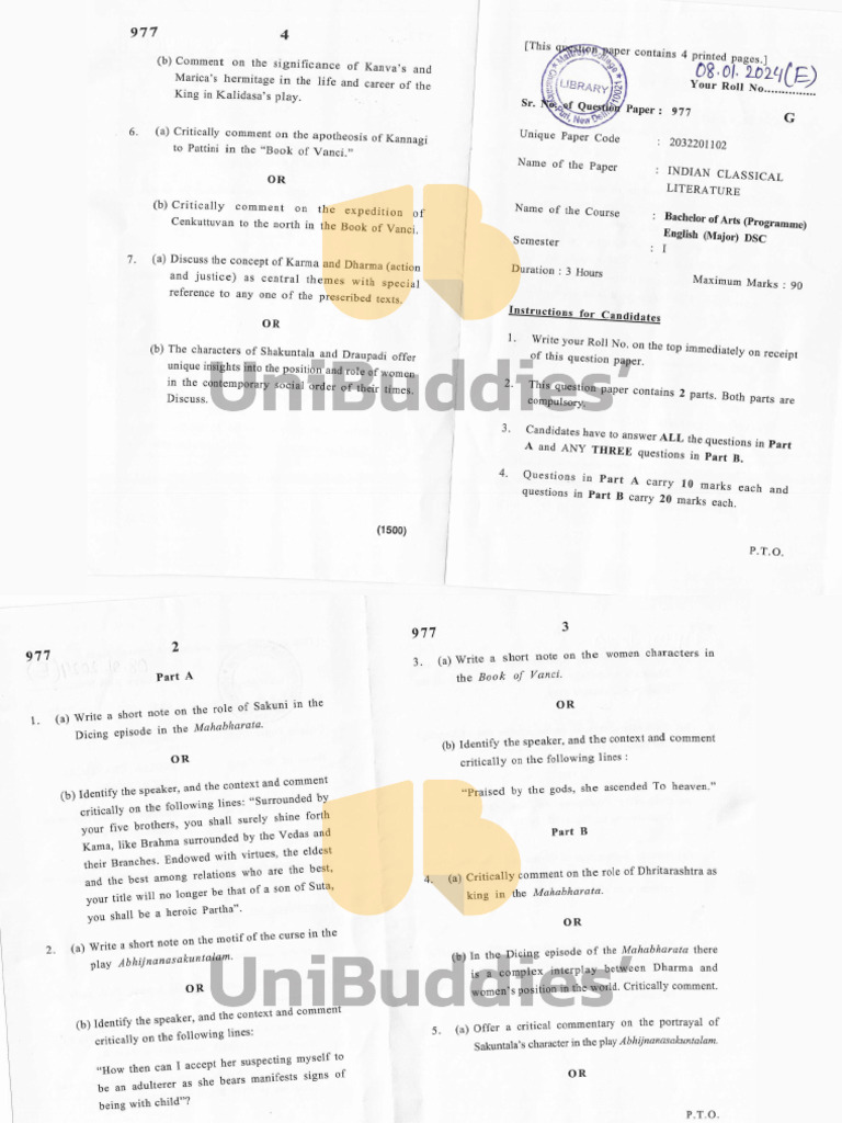 Indian Classical Literature (GE) NEP PYQ | PDF | Indian Religions