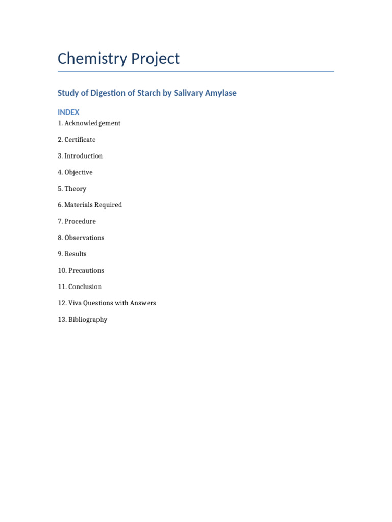 Chemistry Project Starch Digestion | PDF | Digestion | Starch