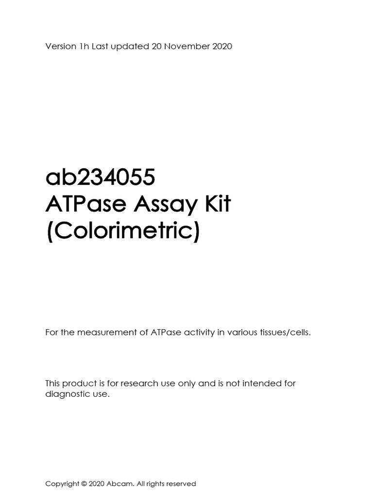 ATPase Assay Protocol Book | PDF | Assay | Analytical Chemistry