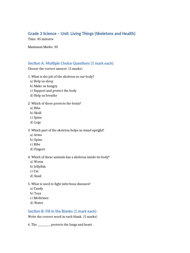 Grade 3 Science Living Things Test | PDF