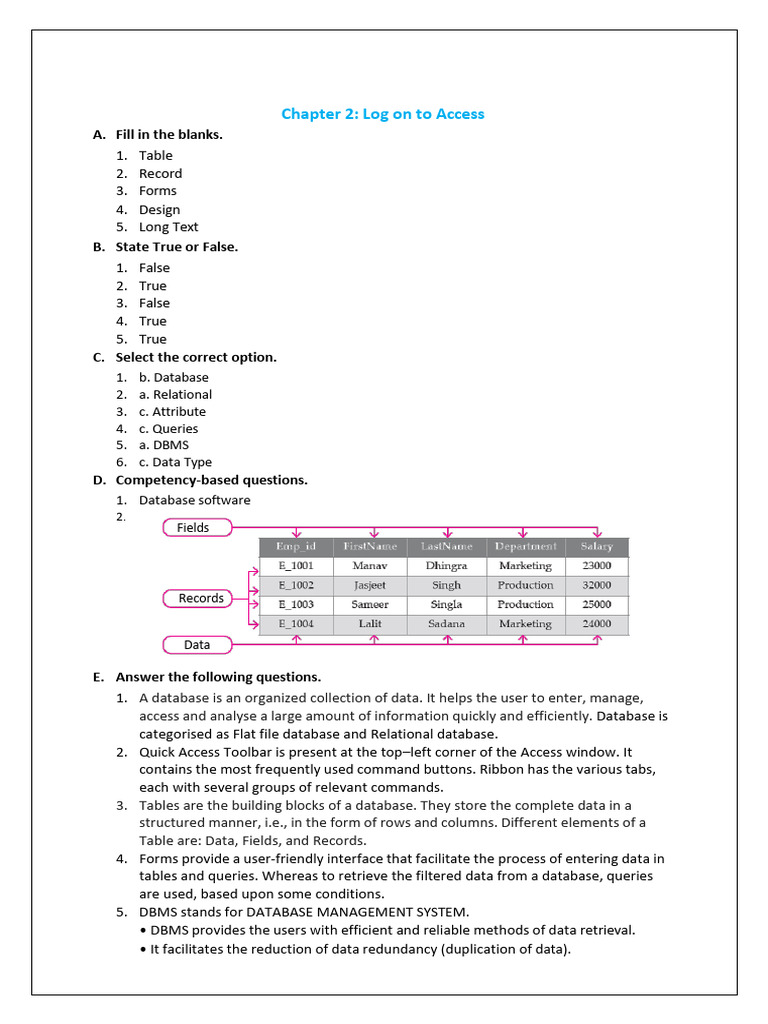Chapter 2 - Log On To Access It | PDF | Databases | Relational Model