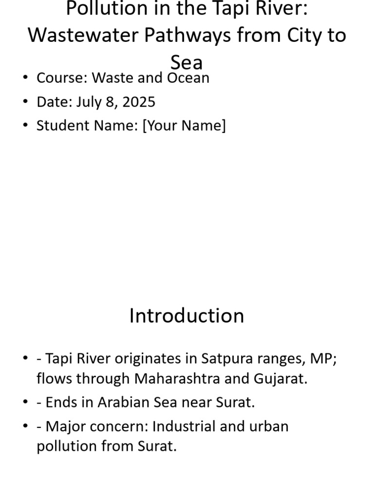 Tapi River Wastewater Pollution Presentation | PDF