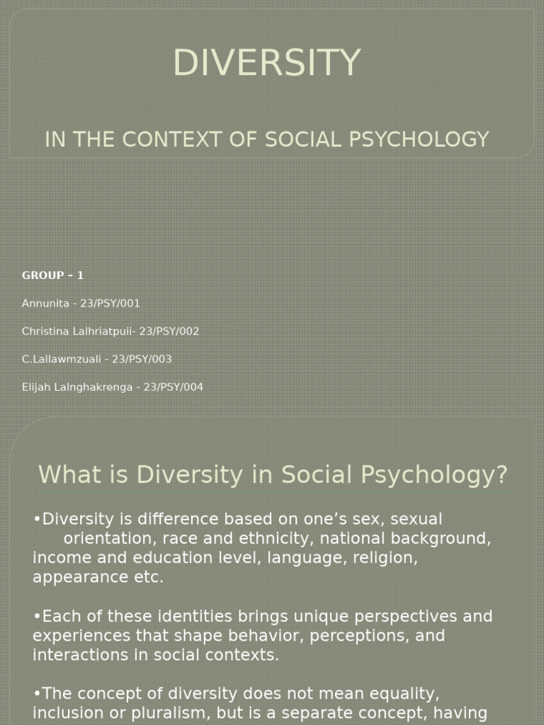 DIVERSITY - Presentation | PDF | Social Psychology | Psychology