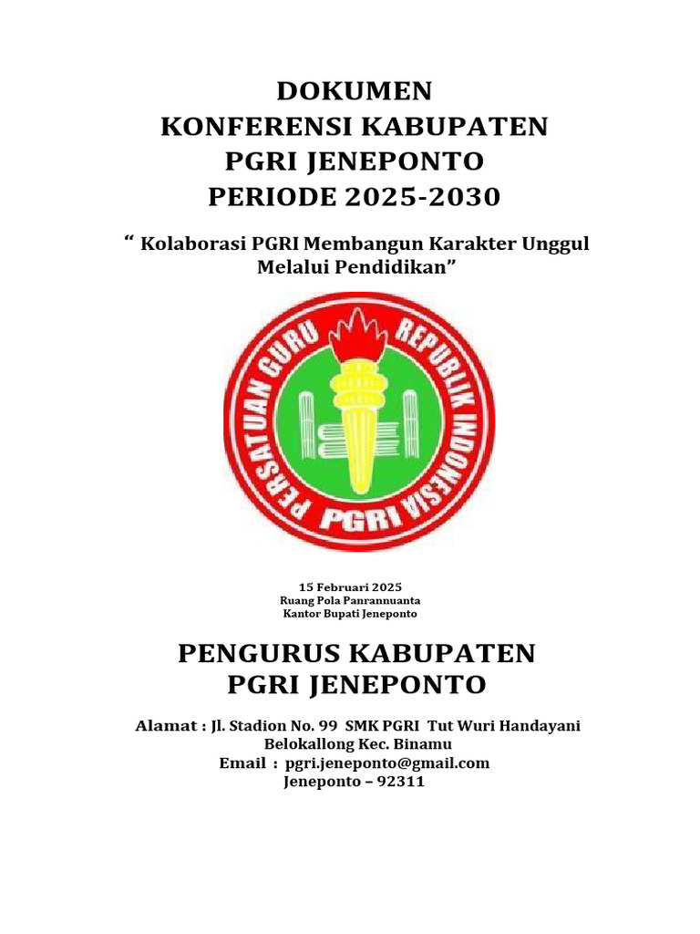 Konferensi PGRI Jeneponto 2025-2030 | PDF