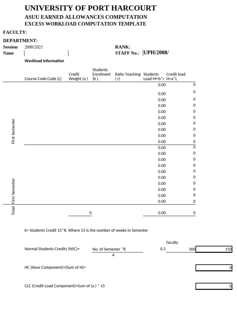 Excess Workload Claim Form | PDF | Lecturer | Educational Stages