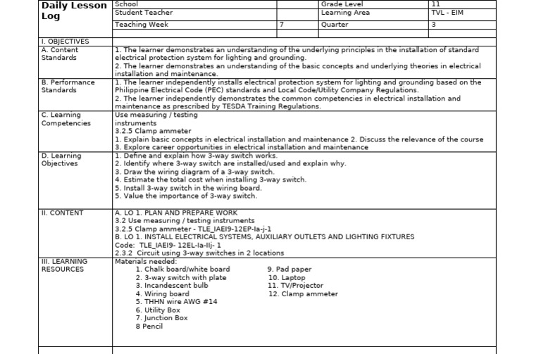 3-Way Switch DLP 3rd Quarter | PDF | Electrical Wiring | Lighting