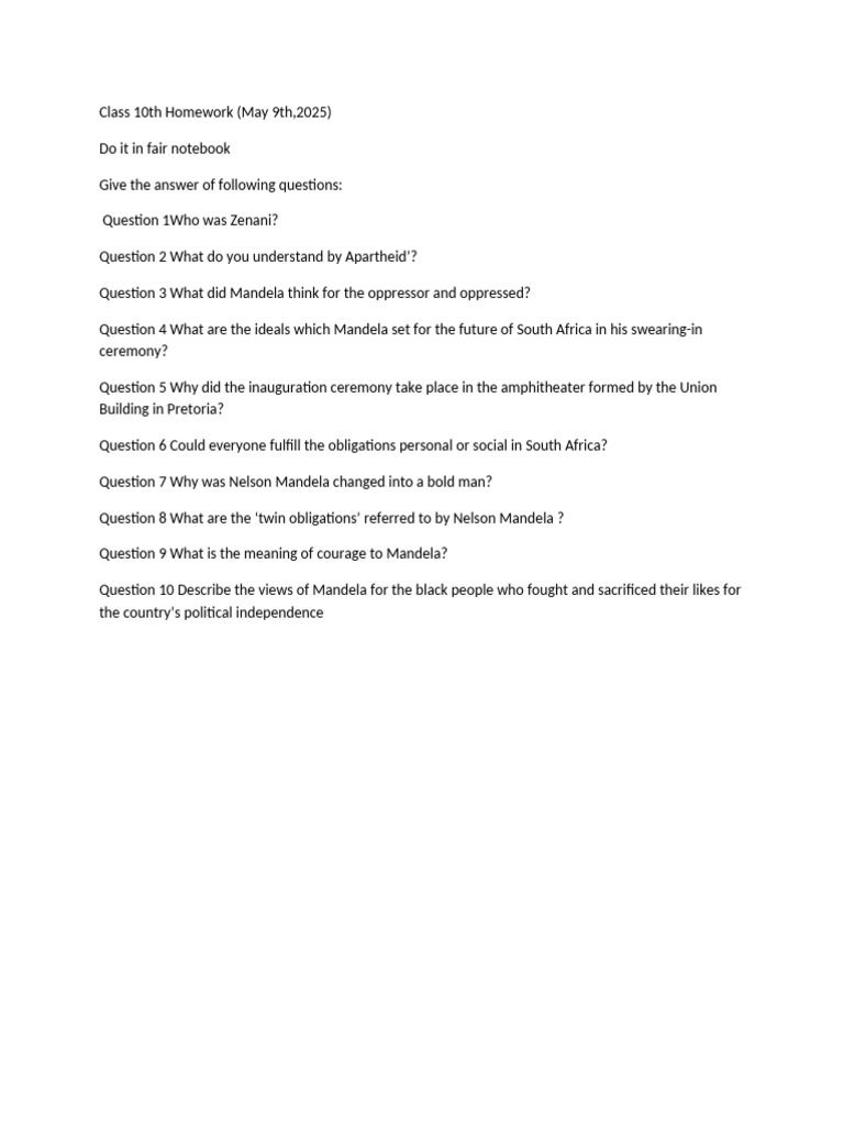 Class 10th Homework | PDF