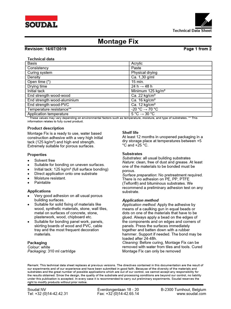 Soudal Safety Data Sheets | PDF | Adhesive | Materials