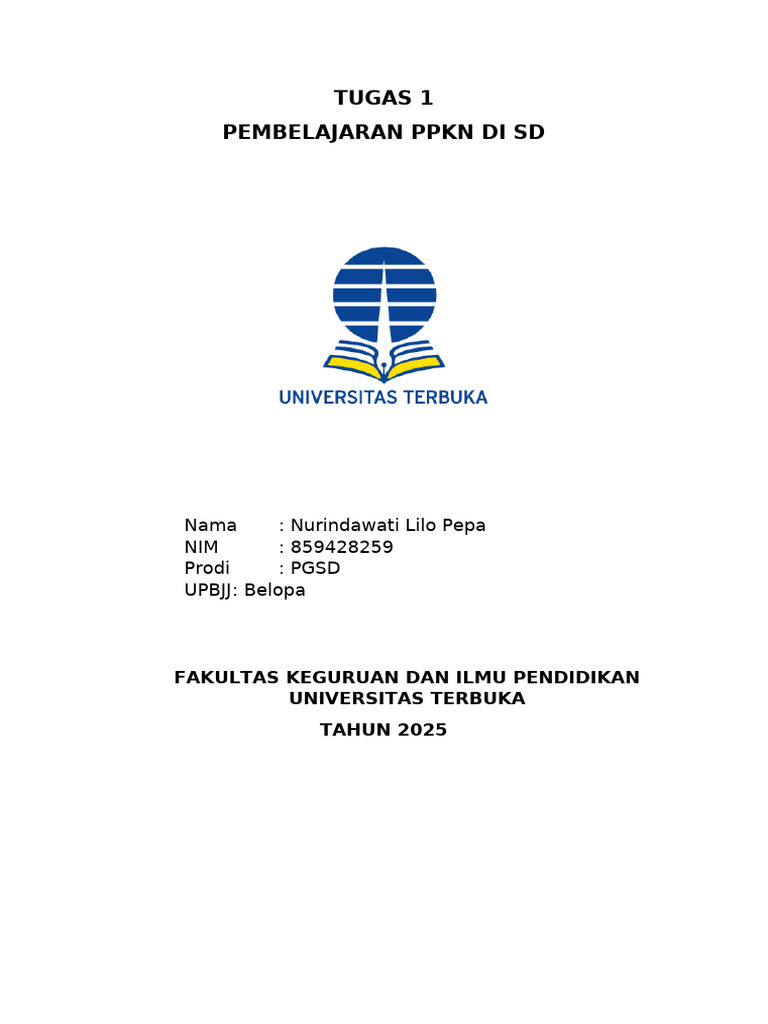 Tugas 1 Pembelajaran PKN Di SD | PDF