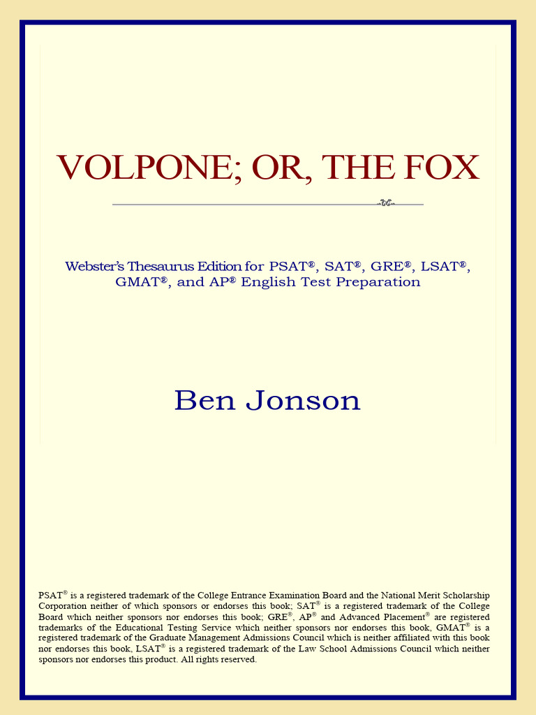 Ben Jonson - Volpone - Or, The Fox (Webster's Thesaurus Edition) (2006 ...