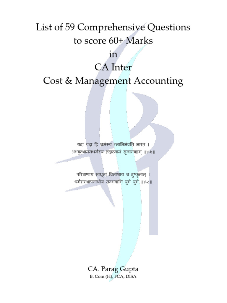 59 Comprehensive Questions To Score 60-CA Inter | PDF | Cost Of Goods Sold | Overtime