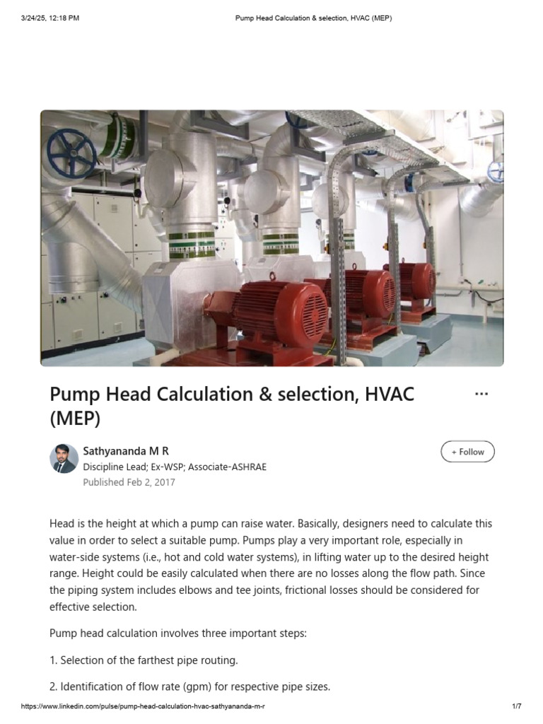 Pump Head Calculation in HVAC Systems | PDF | Pump | Pipe (Fluid ...