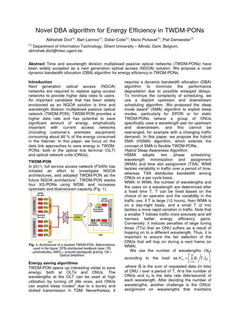 Novel_DBA_algorithm_for_energy_efficiency_in_TWDM-PONs | PDF | Electronics | Telecommunications