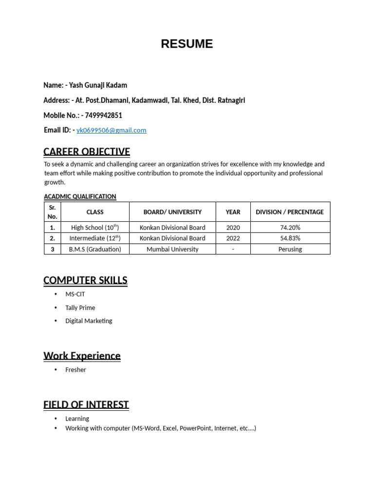 Yash K Resume | PDF