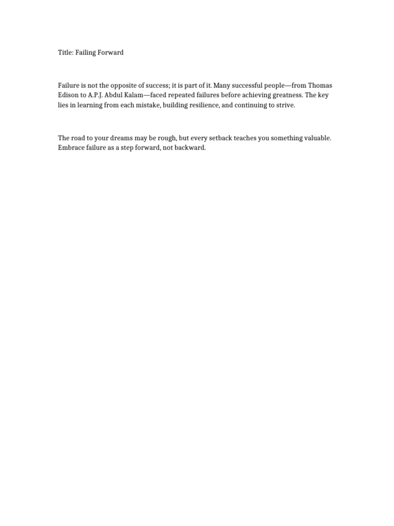 Motivational Essay Failing Forward | PDF