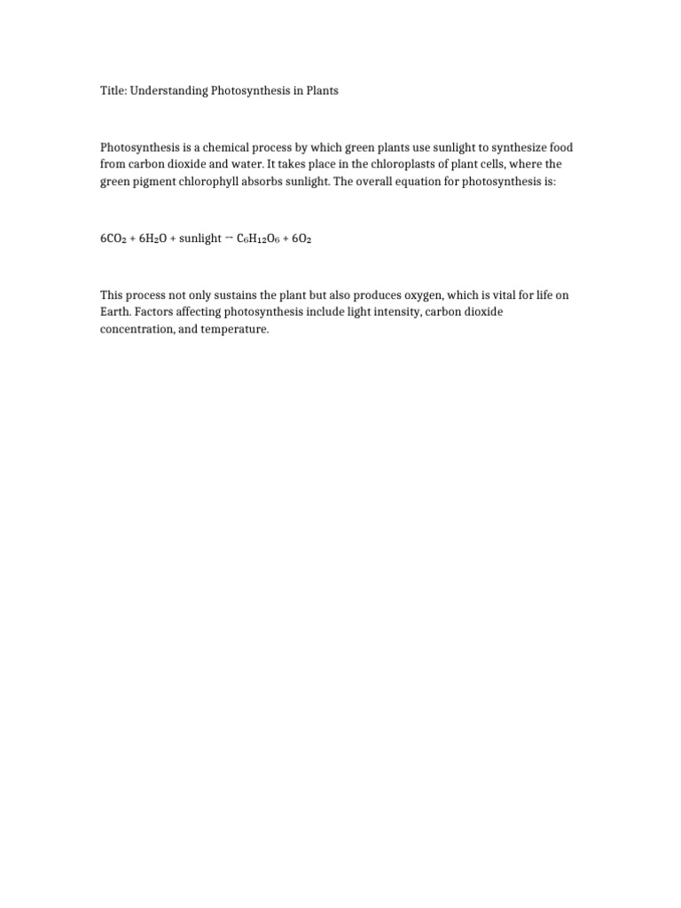 Science Report Photosynthesis | PDF