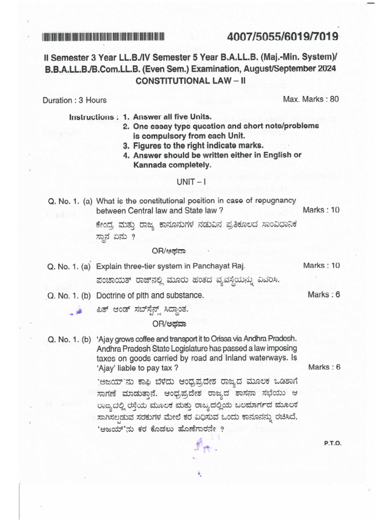 Constitutional Law - II Aug 2024 | PDF