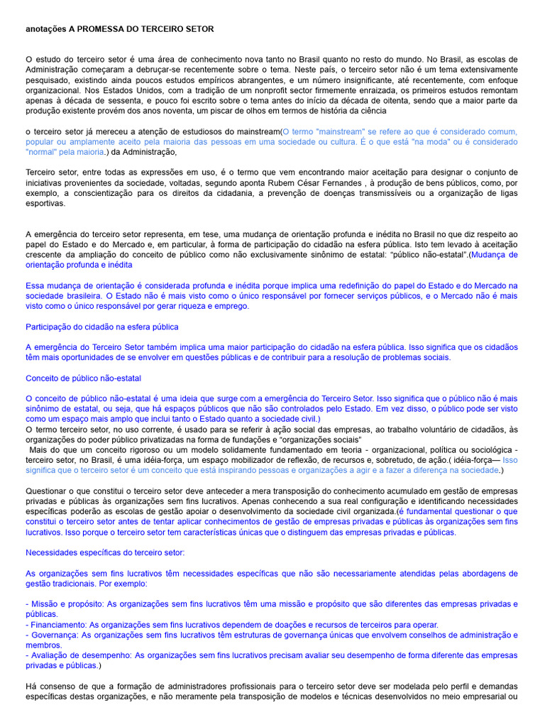 Entendendo o Terceiro Setor no Brasil | PDF | Organização não ...