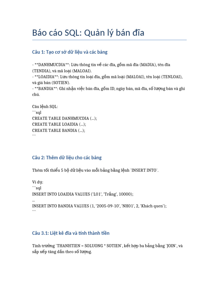 Baocao Quanlybandia | PDF