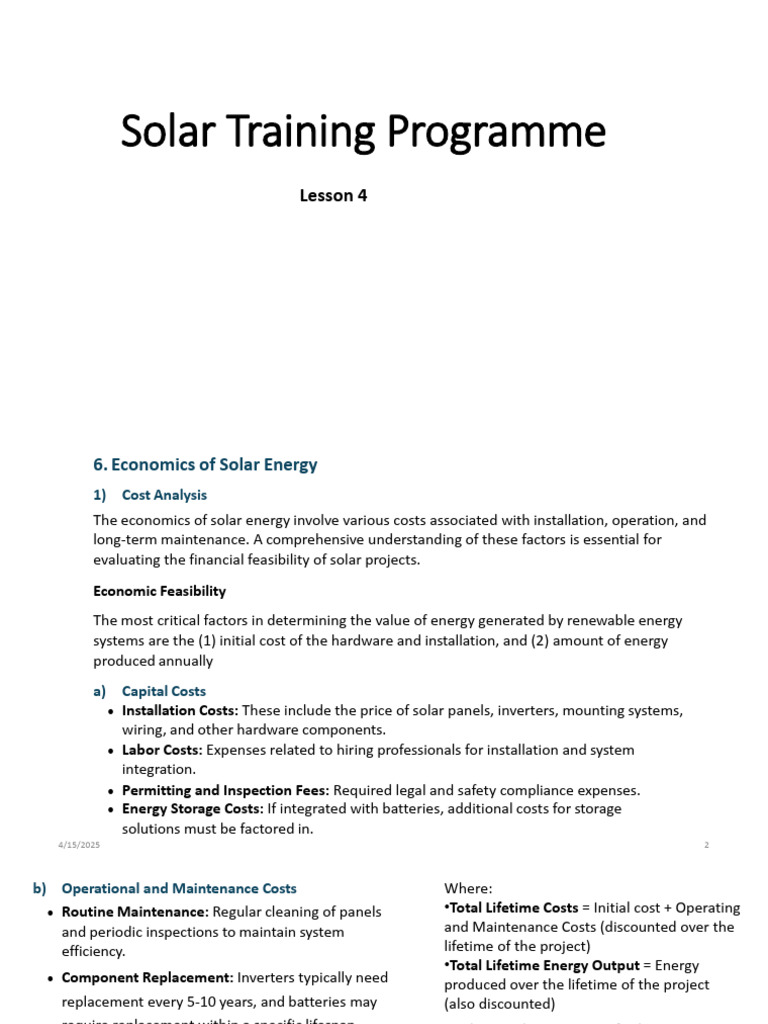 Solar Training Lesson 4 Afternoon Presentation | PDF | Solar Power ...