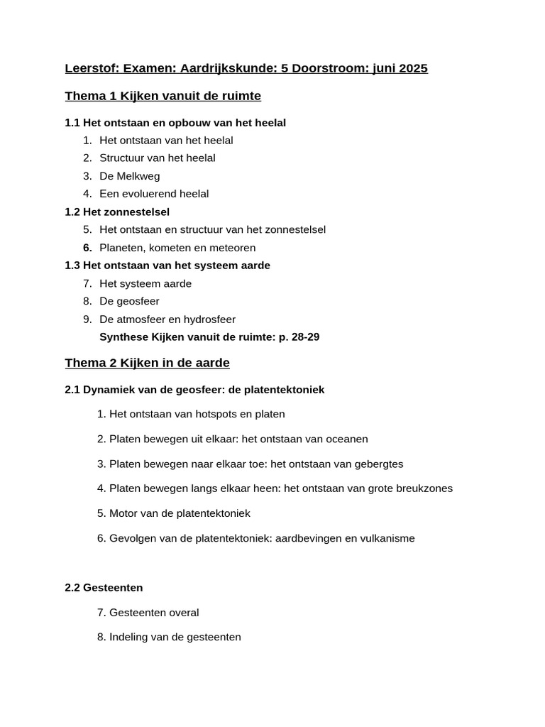 Leerstof Aardrijkskunde 5DS Juni 2025 | PDF