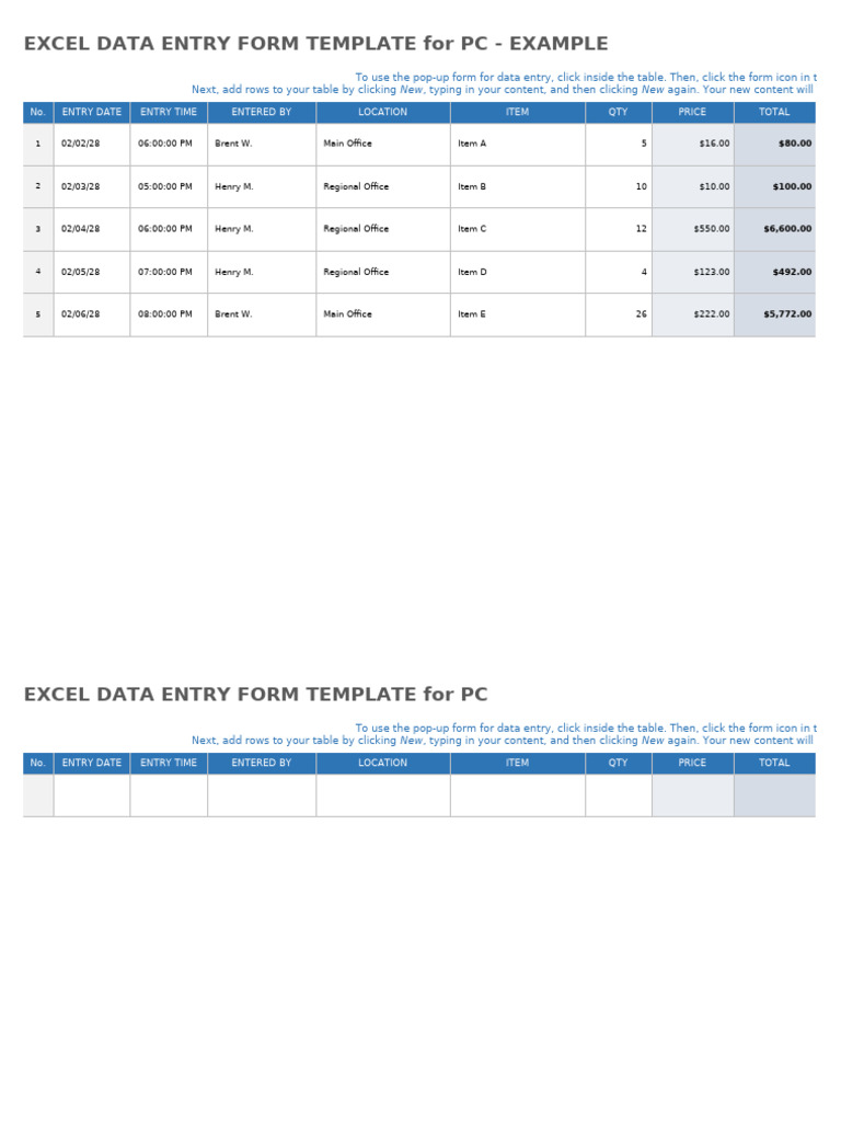 IC Excel Data Entry Form 11807 Example | PDF