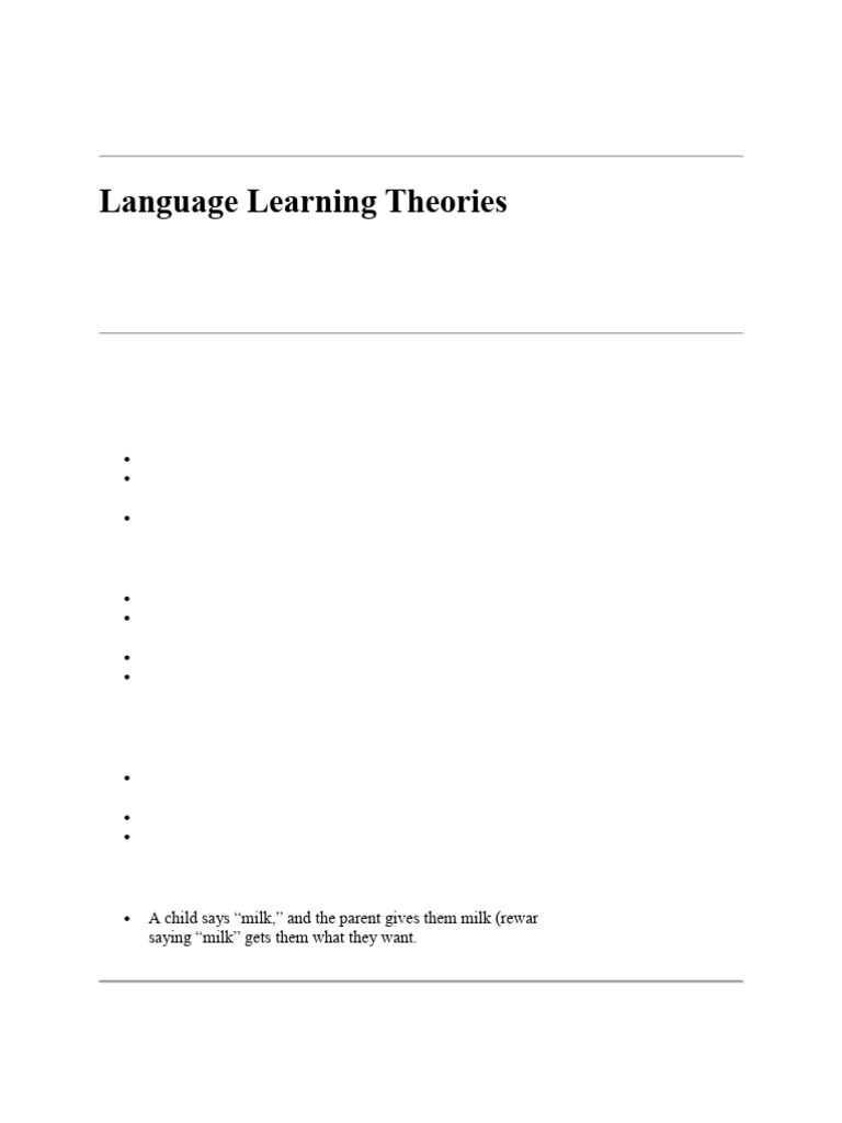 Language Learning Theories | PDF | Second Language Acquisition | Language Acquisition