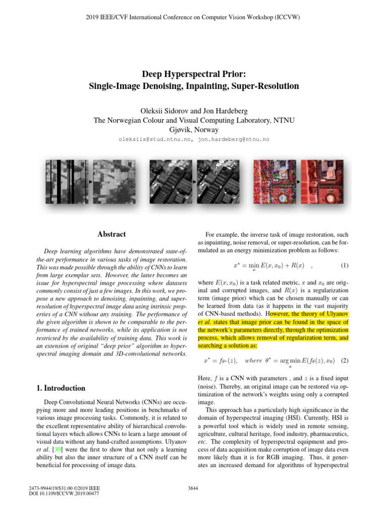 Deep Hyperspectral Prior Single-Image Denoising, Inpainting, Super-Resolution-Oleksii Sidorov ...