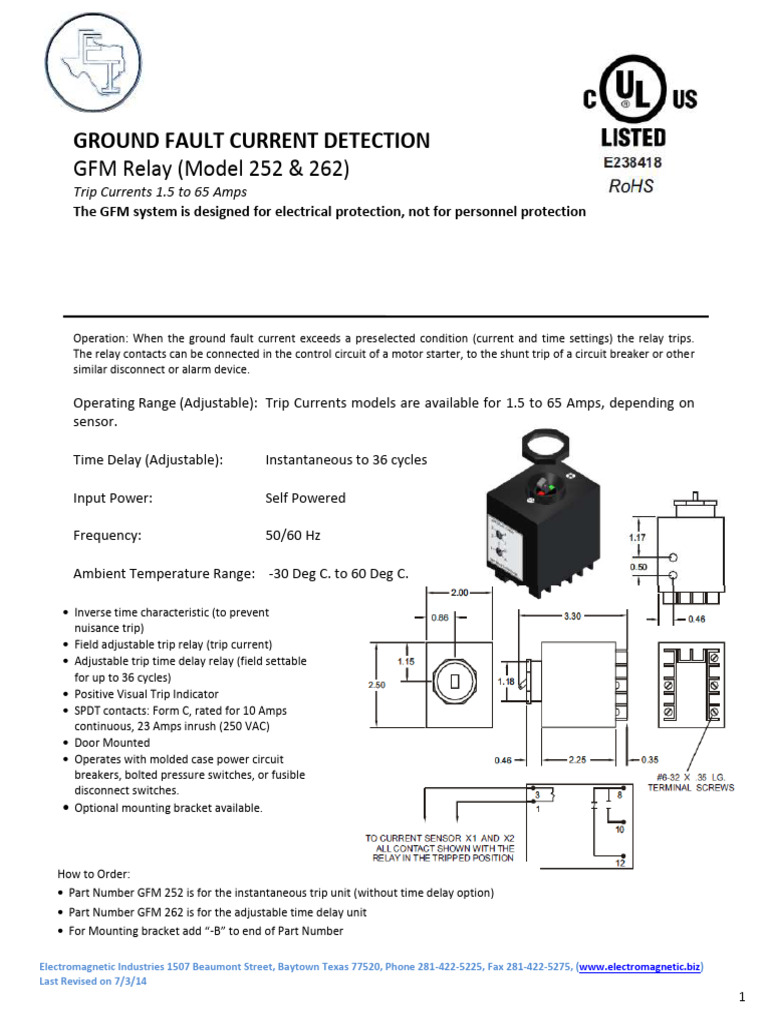 Model GFM 200 Revised 7-3-14 | PDF | Relay | Switch