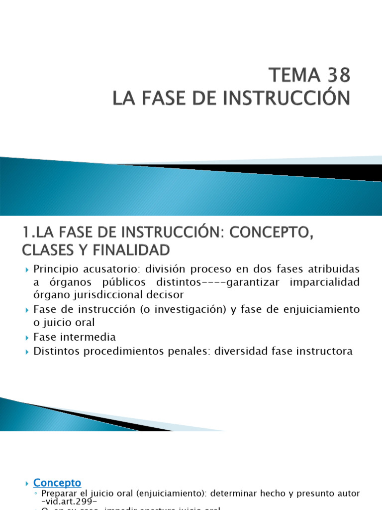 Tema 38.-La Fase de Instruccion | PDF | Ley politica | Ley Pública