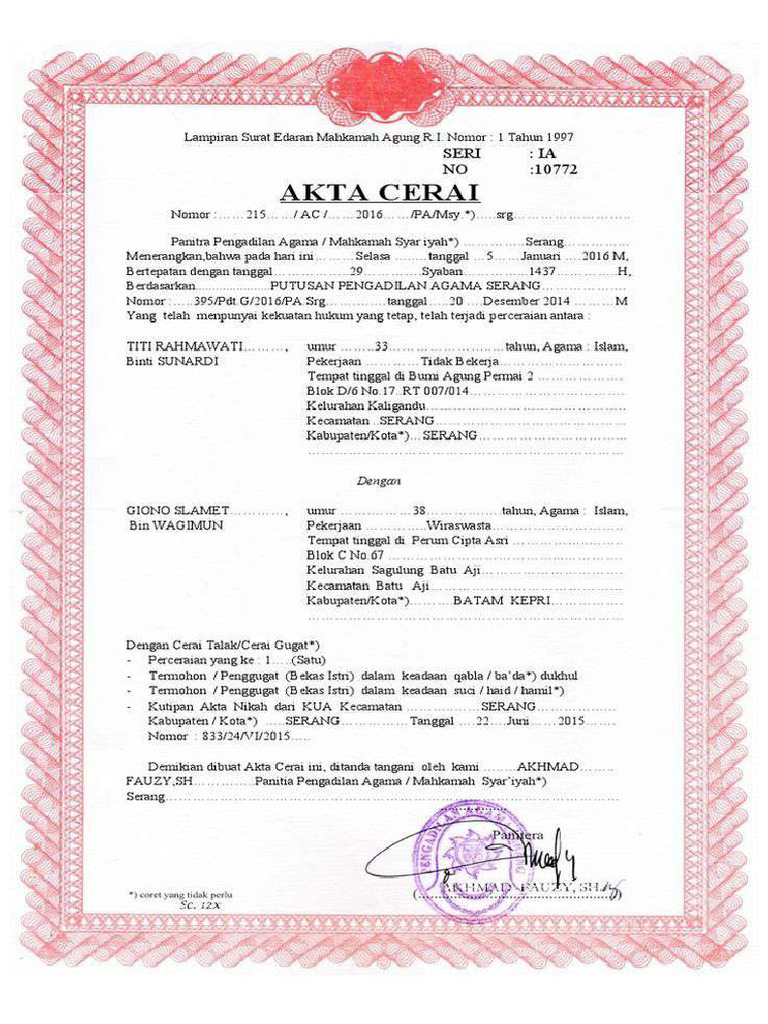 Akte Cerai _ PDF | PDF