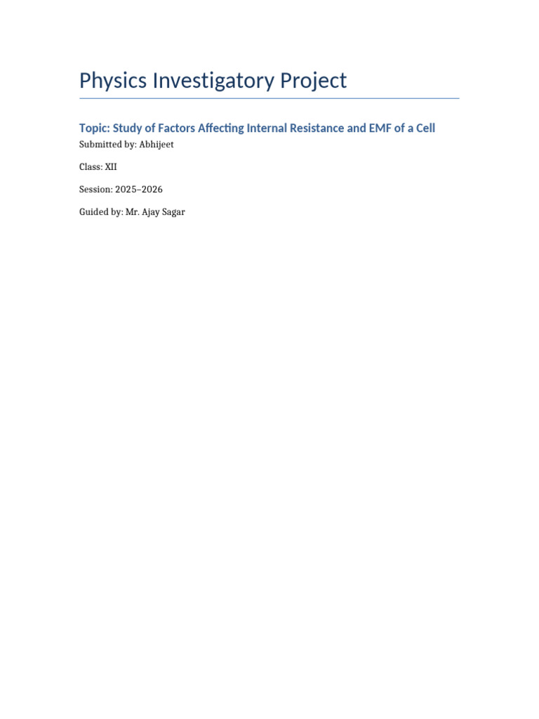 Internal Resistance EMF Project Variant2 | PDF