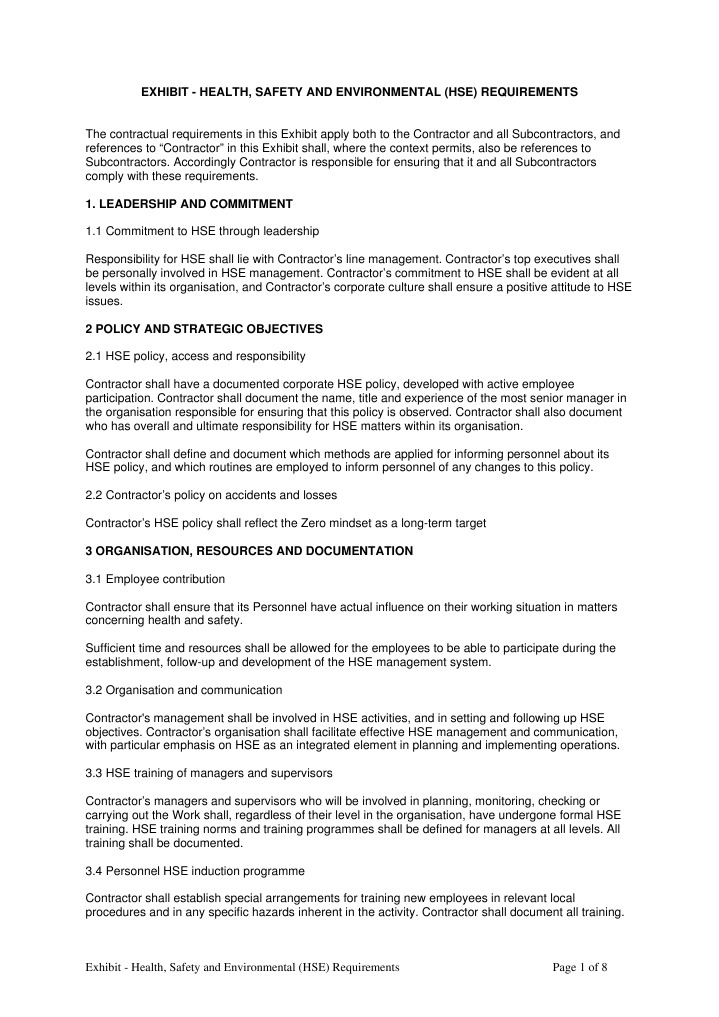 HSE Compliance Requirements for Contractors | PDF | General Contractor ...