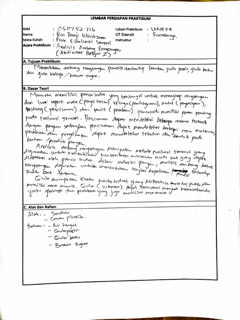 Tugas 2 Evaluasi Sensori | PDF