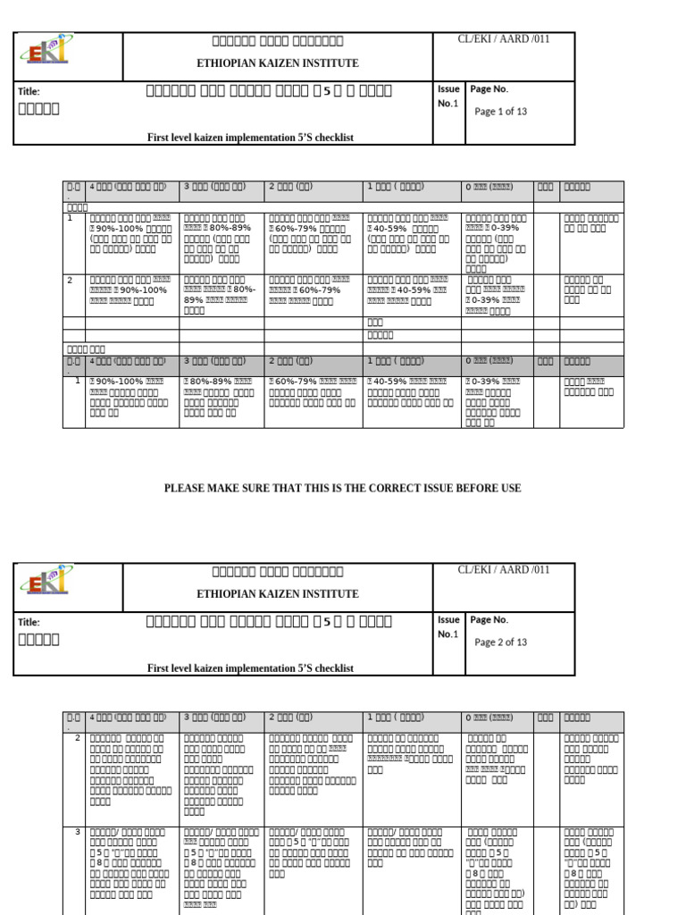 11.0 5 S Checklists (For Evaluation) | PDF