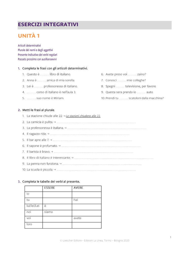 Italian Class Assignment | PDF