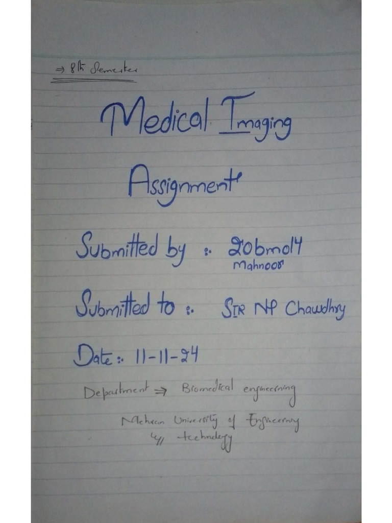 Assignment Medical Imaging | PDF