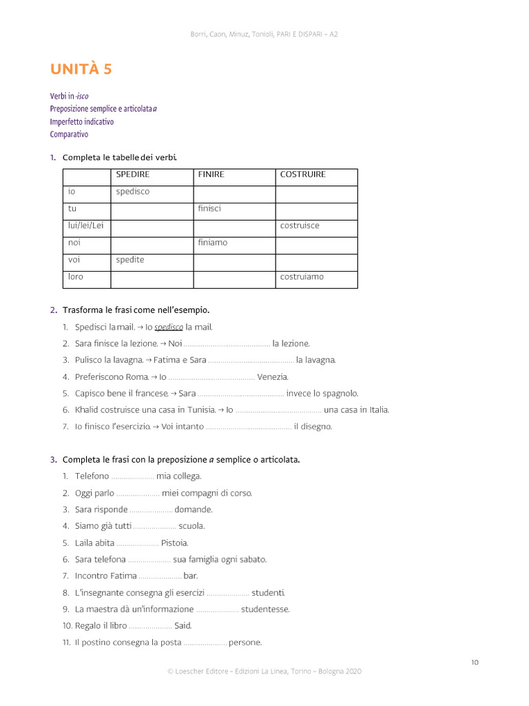 Italian Class Assignment | PDF