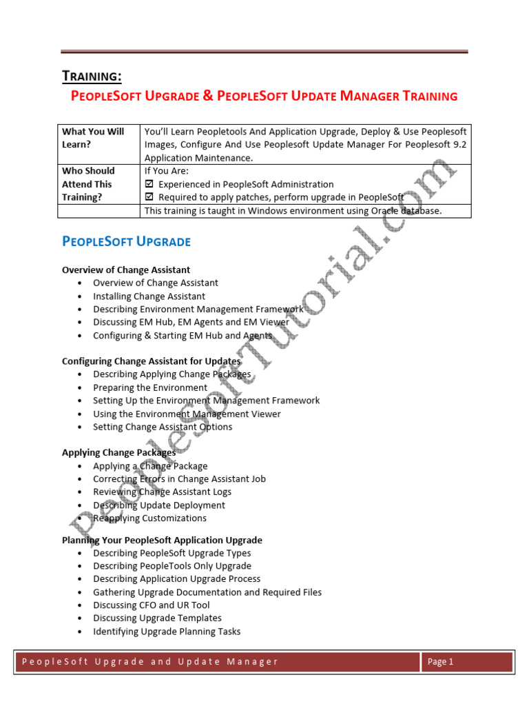 PeopleSoft Upgrade and Update Manager Training | PDF | Databases ...