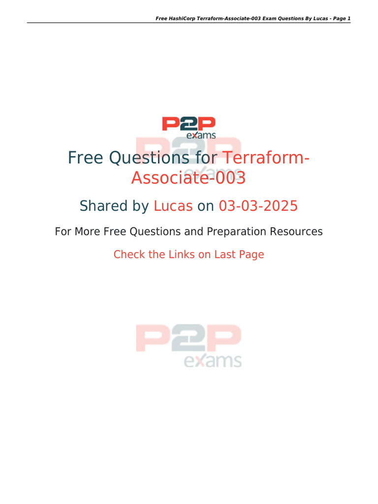 Free Hashicorp Terraform Associate 003 Exam Questions by Lucas | PDF | Version Control | Cloud ...