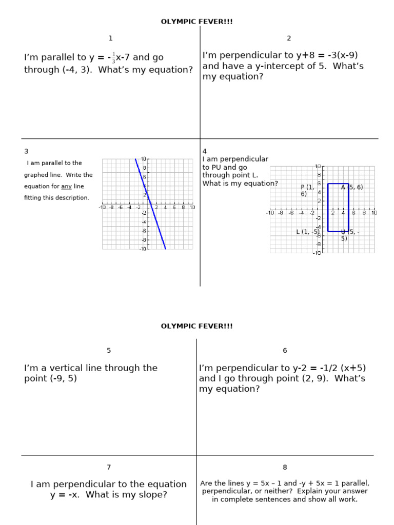 Writing Equations of LInes Practice | PDF