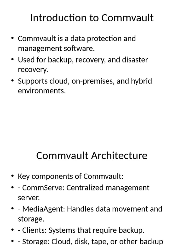 Commvault Basics Presentation | PDF