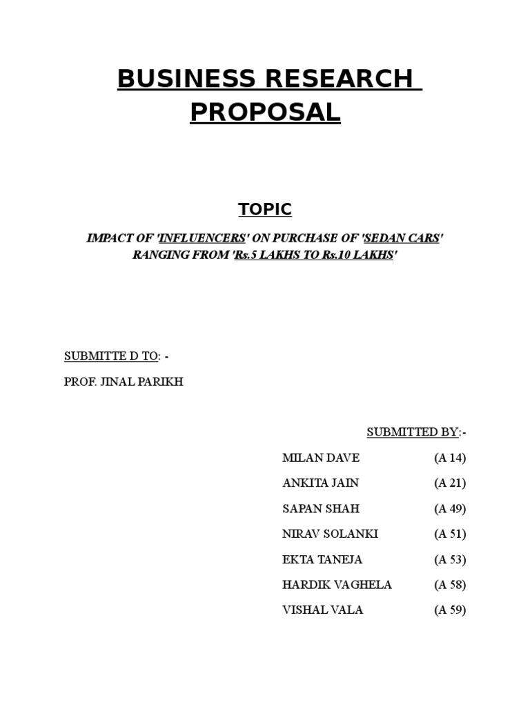 Business Research Proposal | PDF | Sampling (Statistics) | Questionnaire