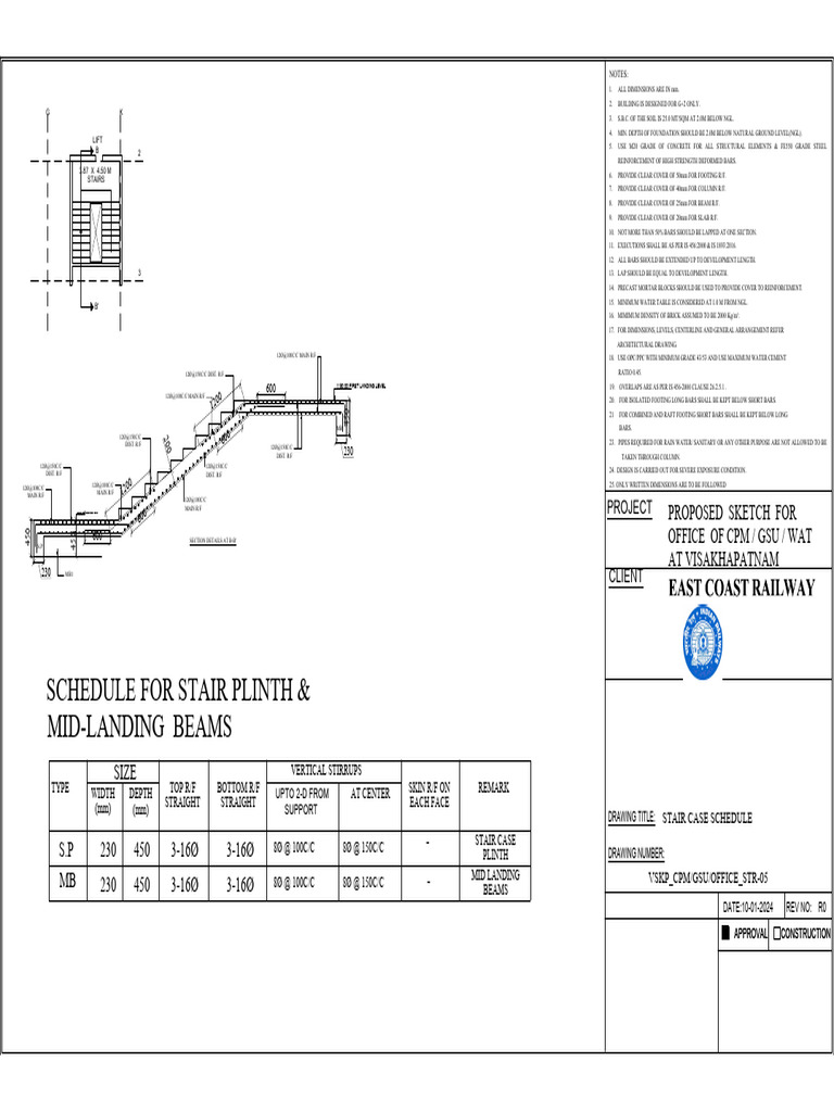 STR-5 Stair Case & Midlanding Beam Schedule | PDF | Building Materials | Masonry