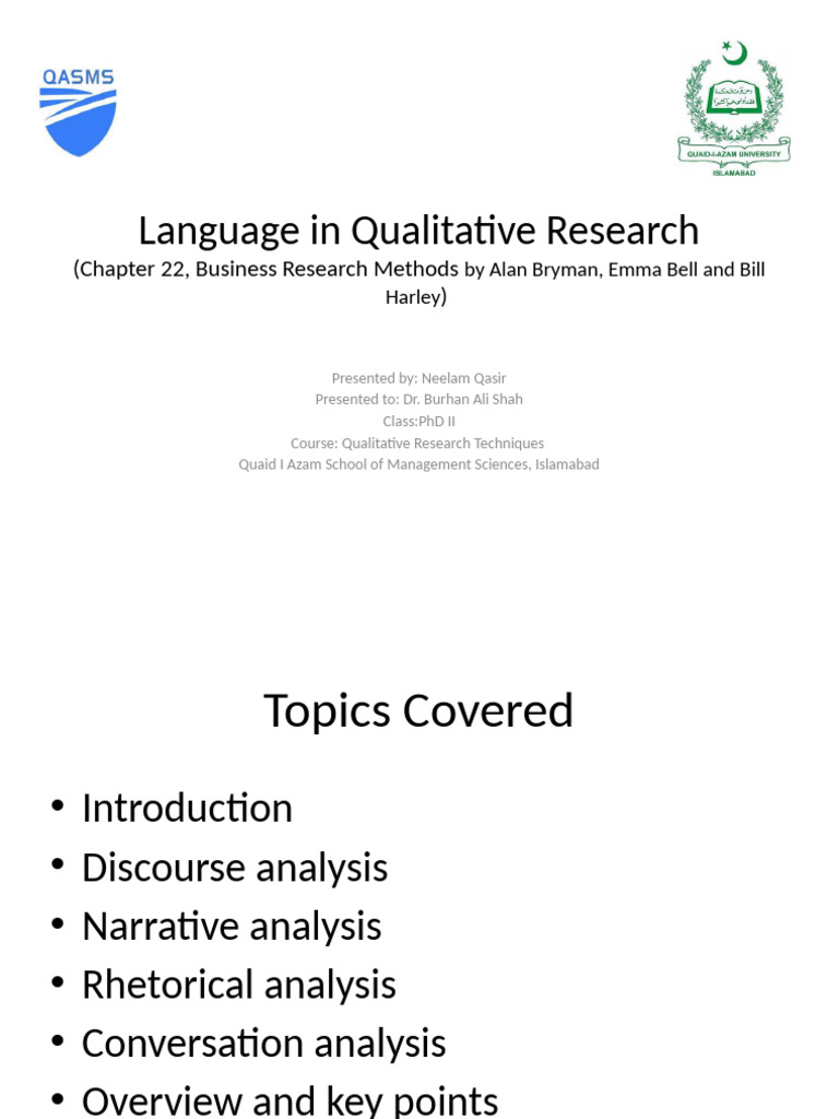 QRT II - Chapter 22 Bryman Neelam | PDF | Discourse | Rhetoric