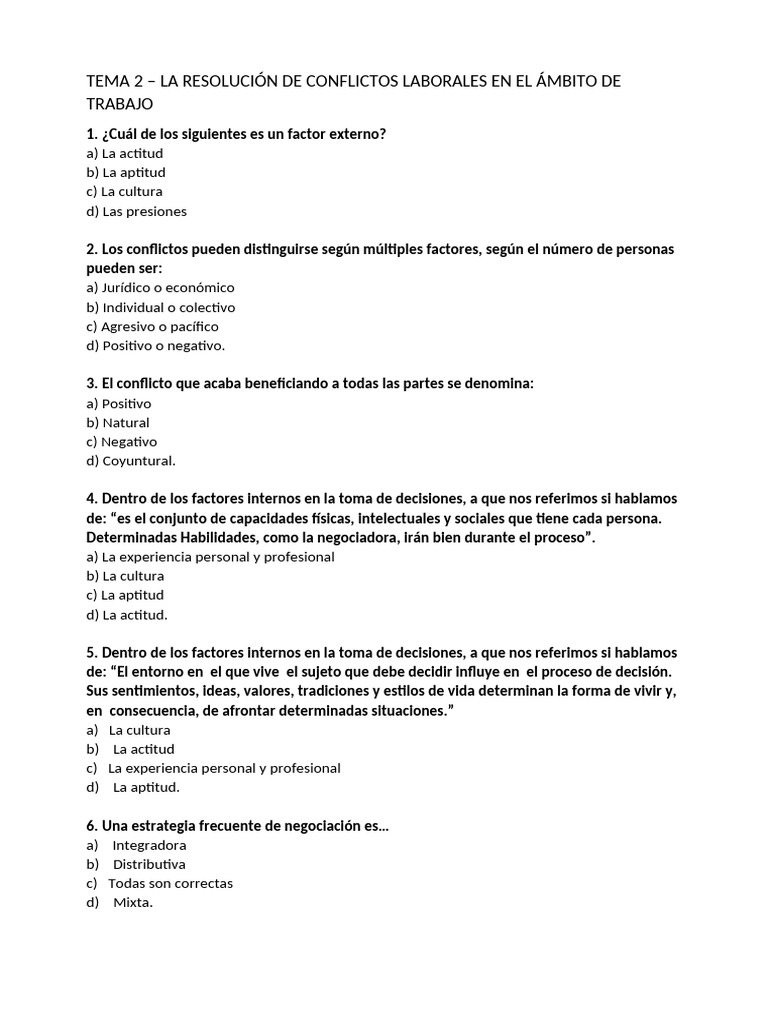 Tema 2 - La Resolución de Conflictos Laborales en El Ámbito Del Trabajo ...