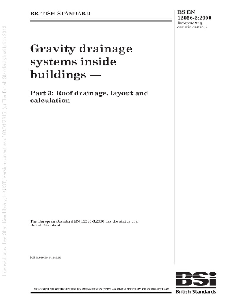BS EN 12056 3 2000, Roof Drainage | PDF
