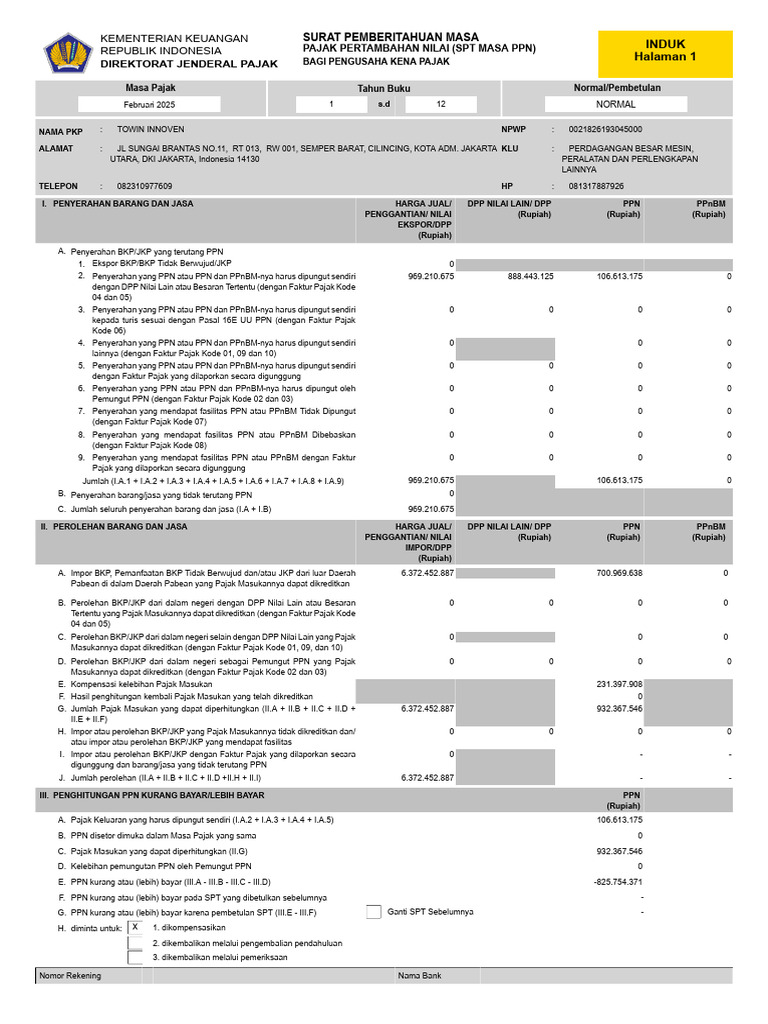 SPT PPN Februari 2025 | PDF