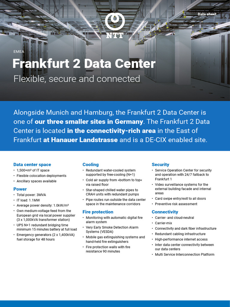 NTT Frankfurt 2 Data Sheet | PDF | Data Center