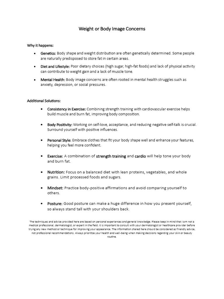 Weight or Body Image Concerns | PDF